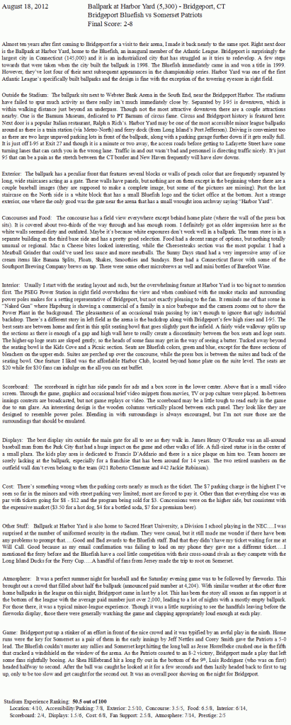 Ballpark at Harbor Yard – Stadium and Arena Visits